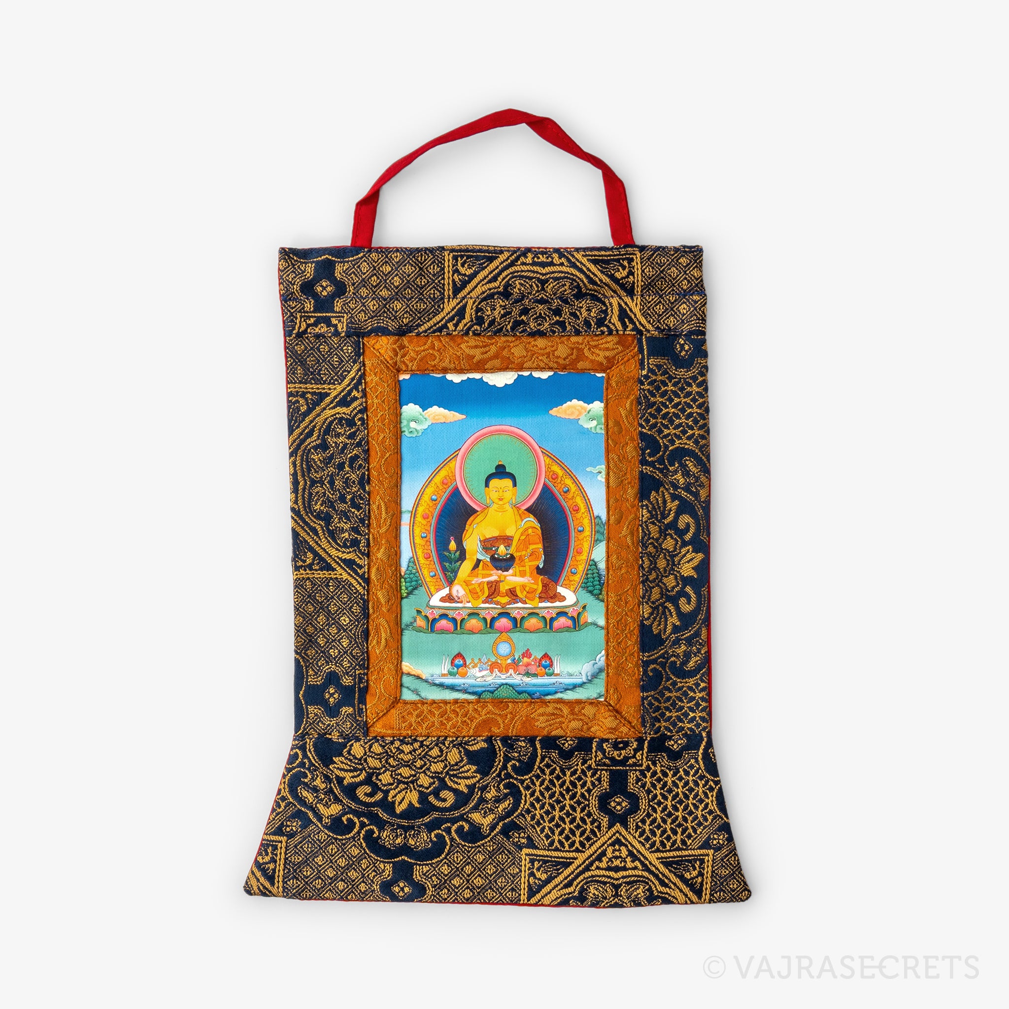 Medicine Buddha Mini Thangka with Brocade – Vajrasecrets