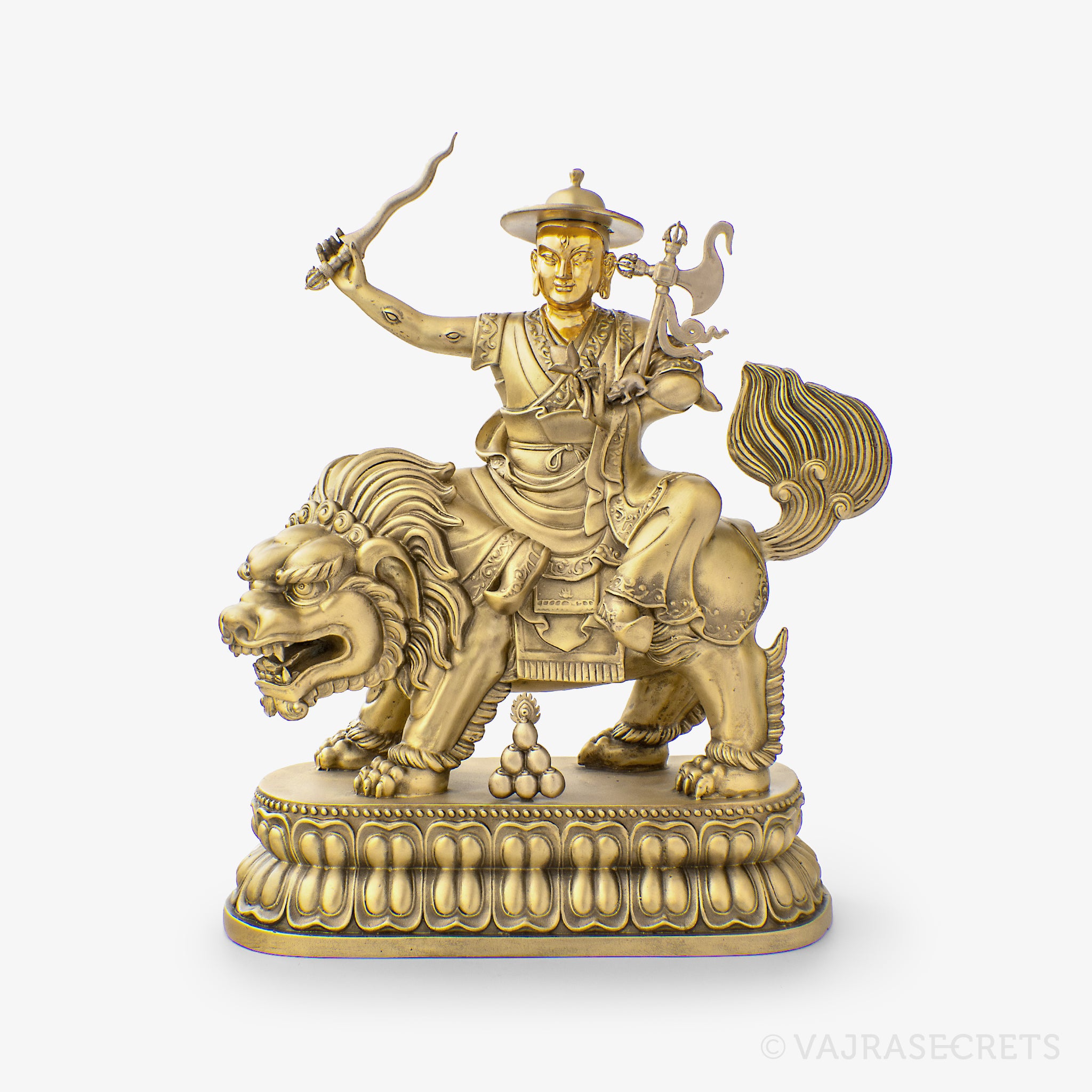 Dorje Shugden Brass Statue with Gold Leaf, 10 inch – Vajrasecrets